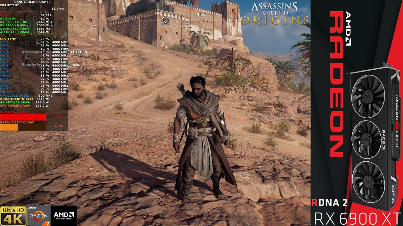 Assassin's Creed Origins Ultra High Settings 4K | RX 6900 XT | Ryzen 7 ...