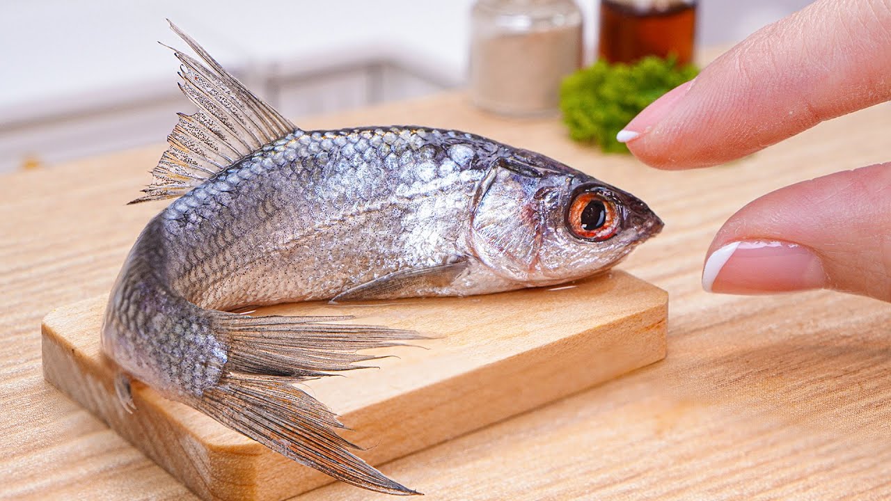 Super Easy Miniature Baked Fish Recipe - ASMR Cooking Mini Food - YouTube