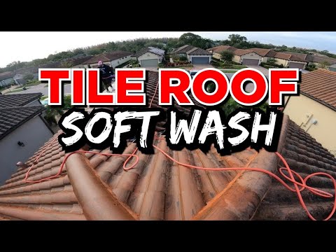 Tile Roof Soft Wash With 12V Soft wash System - YouTube
