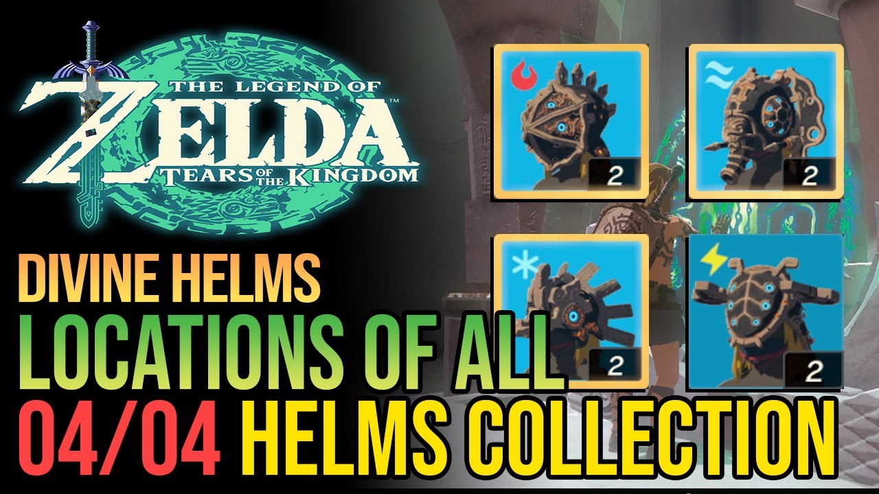 All 4 Divine Helms Zelda Tears of The Kingdom - YouTube