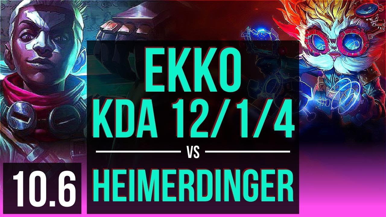 EKKO vs HEIMERDINGER (MID) | KDA 12/1/4, Triple Kill, Legendary | KR ...