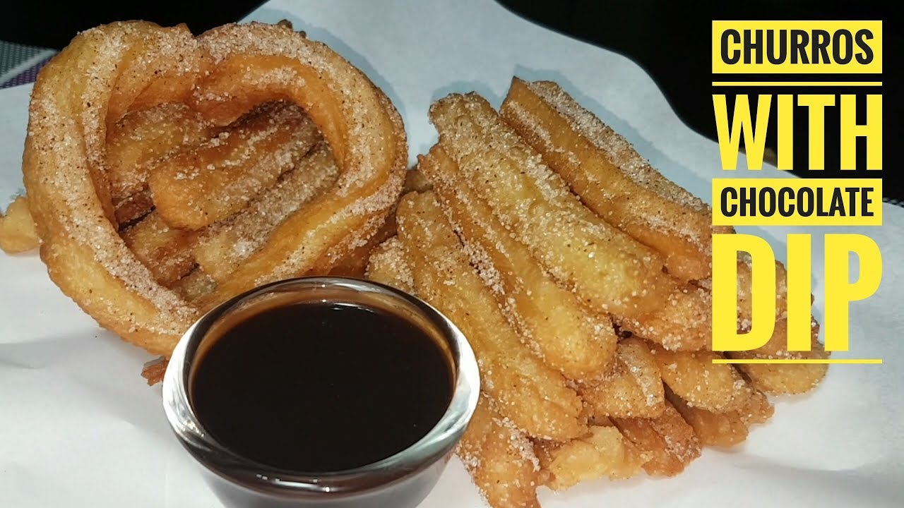 Churros with Chocolate dip (fried dessert) - YouTube