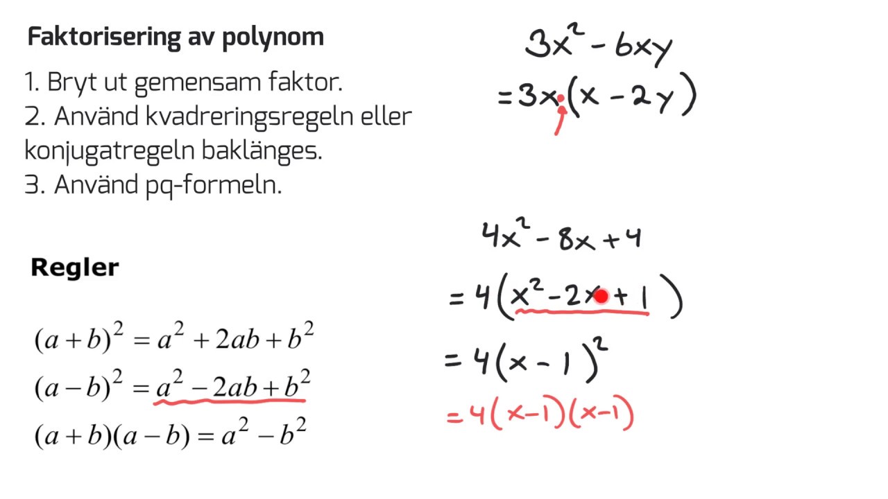 Matematik 3 Faktorisering av polynom - YouTube