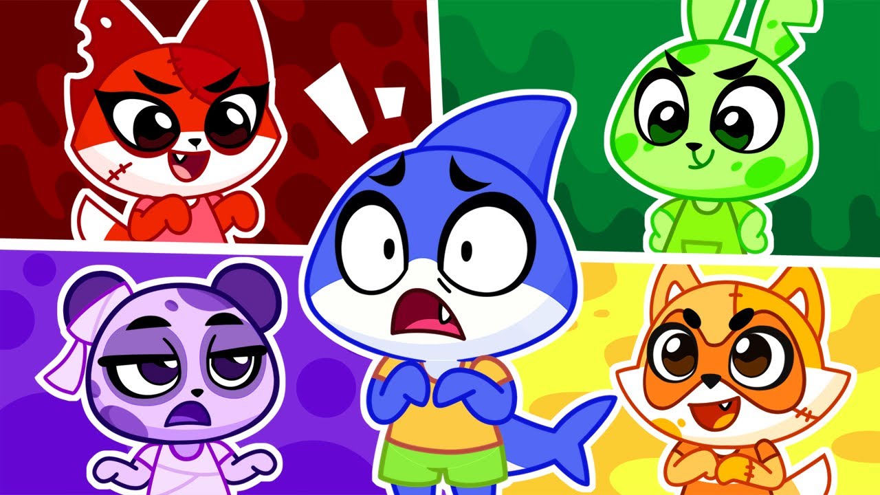 🦈 Sharky Learns Colors with Zombies! 😨🧟 | Play Pretend | Kids Cartoons ...