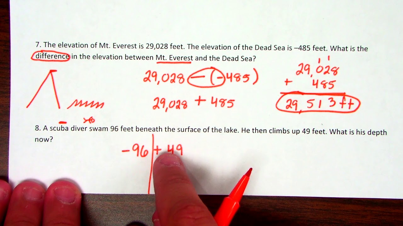 adding and subtracting integer word problems video #1 - YouTube