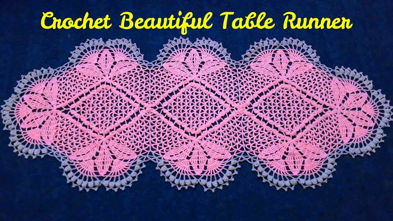 Crochet Table Runner with Lace Pattern | Step by Step Detailed Tutorial ...