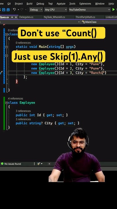 #day91 - Why to use Count() when you have Skip(1).Any() for these #linq questions ? #coding # ...