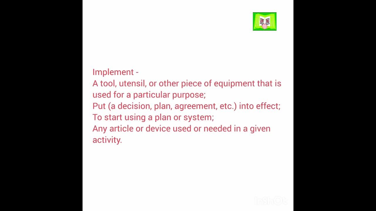 😊📝 Today's English word - Implement meaning and example📚 ️📖 #shorts - YouTube