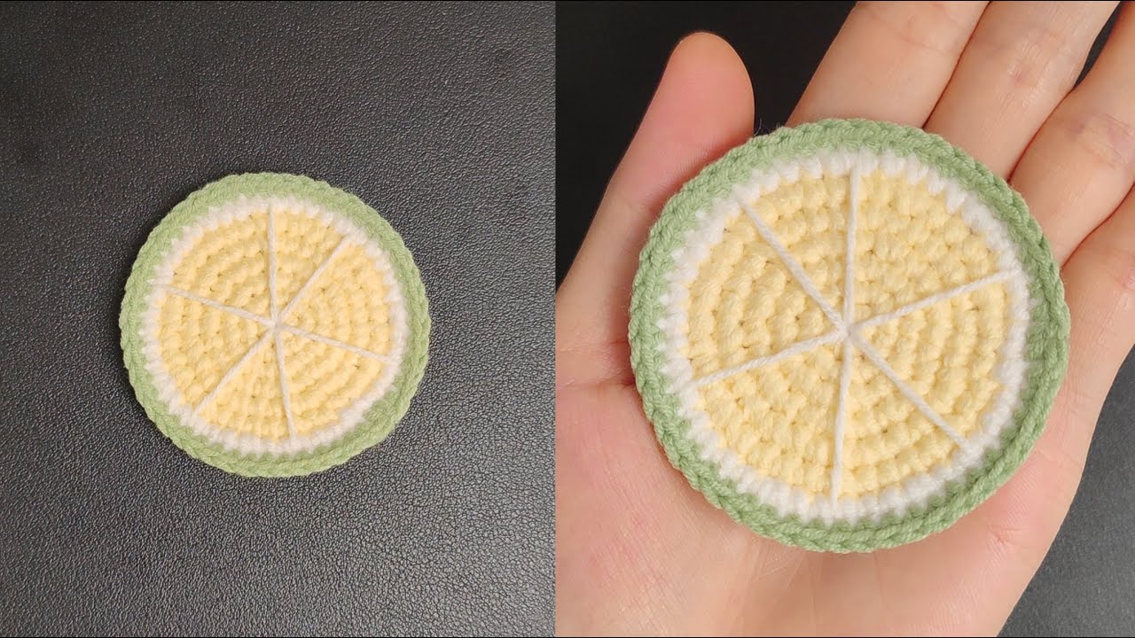 crochet a fresh lemon slice - YouTube