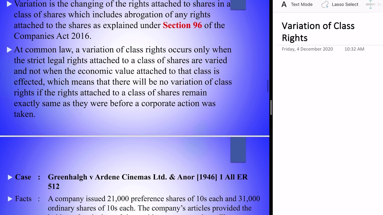 Variation of Class Rights - YouTube