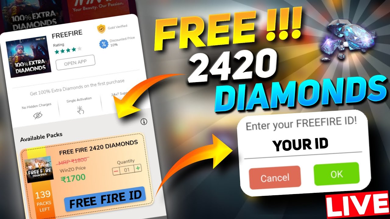 HOW TO GET FREE DIAMONDS IN FREE FIRE || WITHOUT PAYTM GET DIAMONDS IN ...