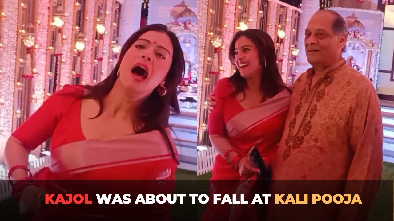 Opps! Kajol Was Almost About To Fall As She Attended Kali Puja - YouTube