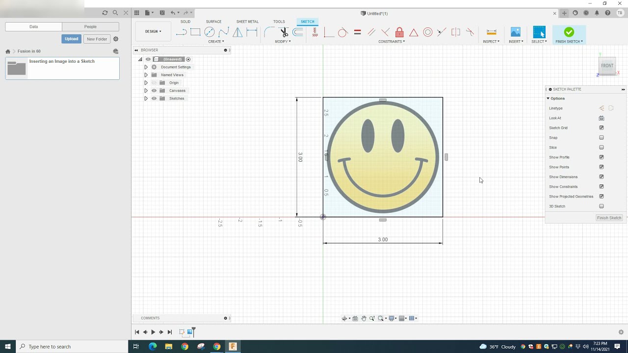 Fusion in 60: Inserting an Image into Fusion 360 - YouTube