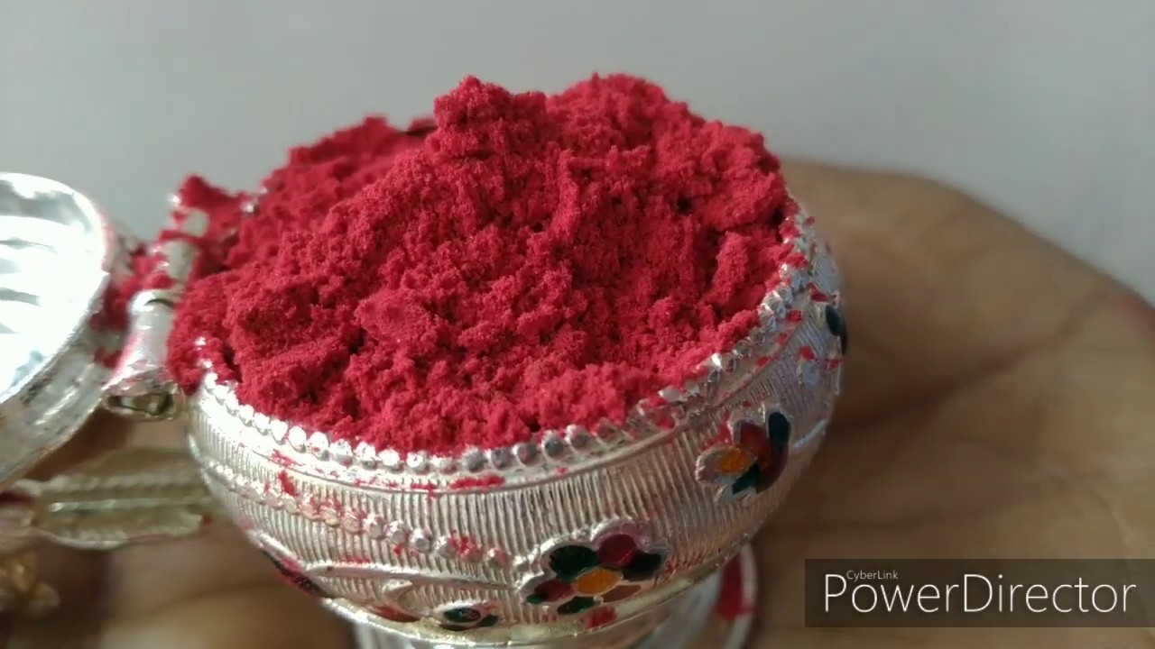 How to prepare kumkuma at home||how to prepare kumkuma with pasupu ...