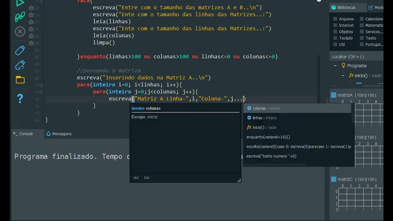 56 Matrizes em Programação Soma de Matrizes Bidimensionais Explorada ...