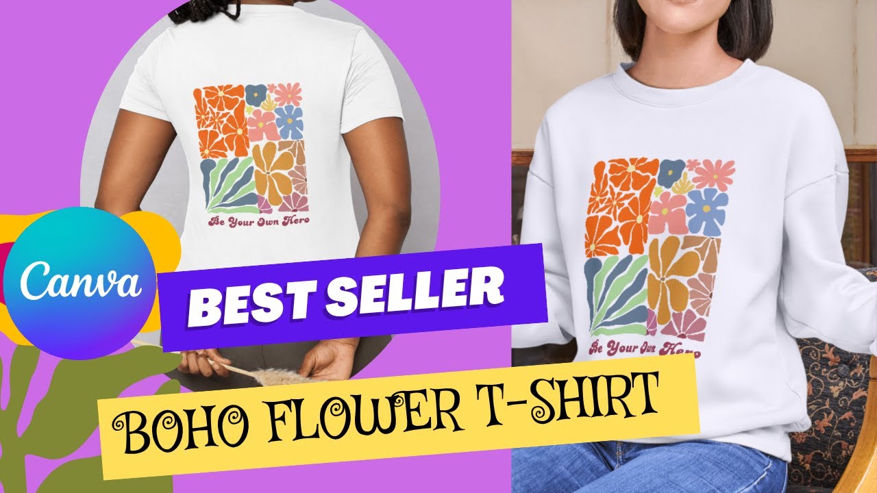 ออกแบบลายดอกไม้ Boho บนเสื้อยืดขายดี || Canva & Chat GPT - YouTube
