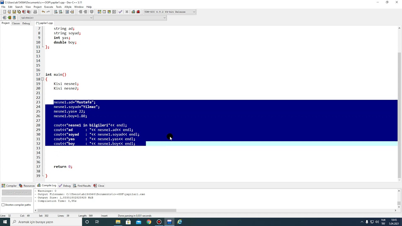 C++ ile OOP - 1 - giriş - structures (yapılar) - YouTube