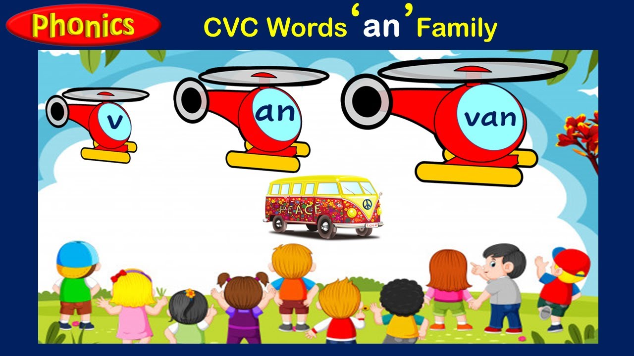 CVC Words | 3 letter CVC Words 'an' Family | Easy Phonics | Step By ...