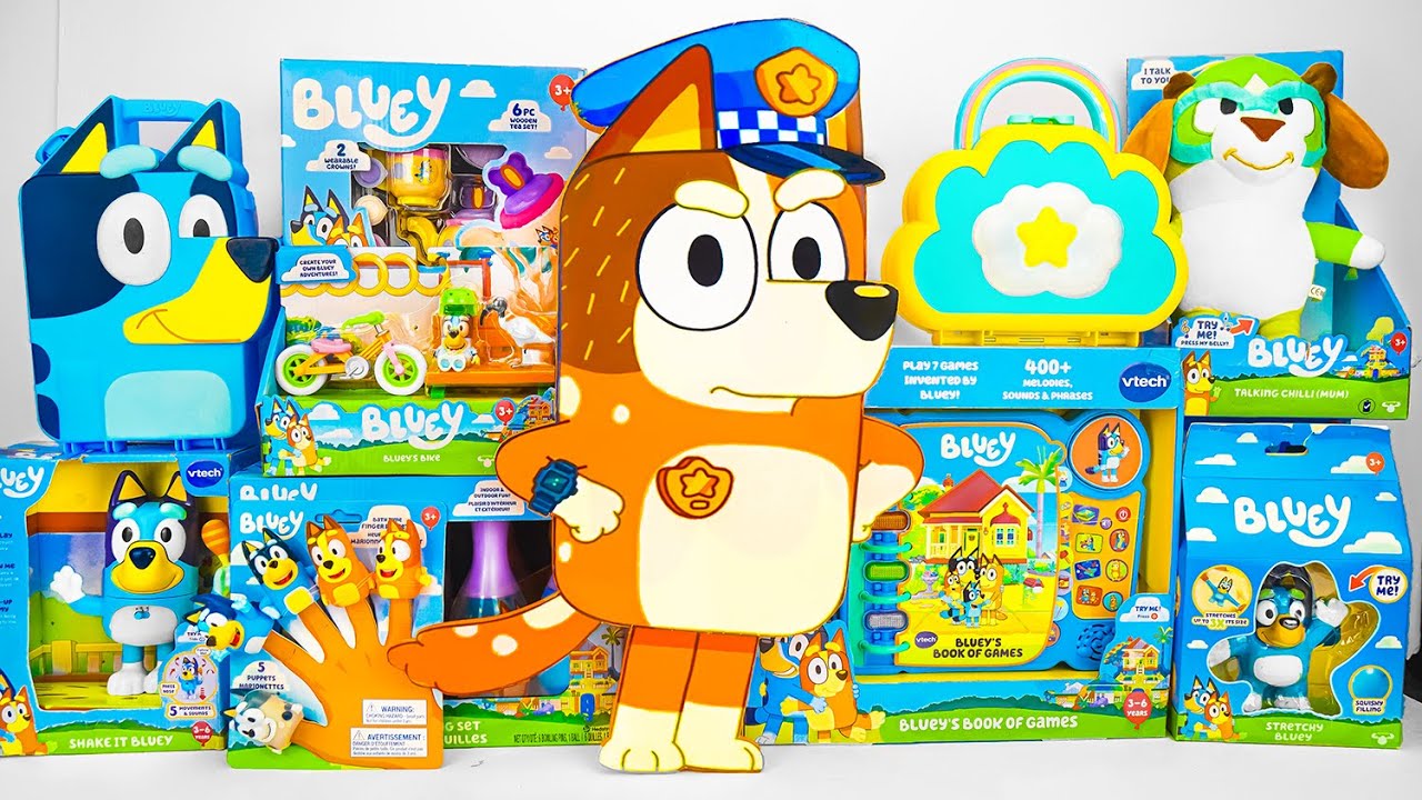 Bluey Toy Collection Unboxing Review 🐾 Mystery Chili Police Box & Bluey ...