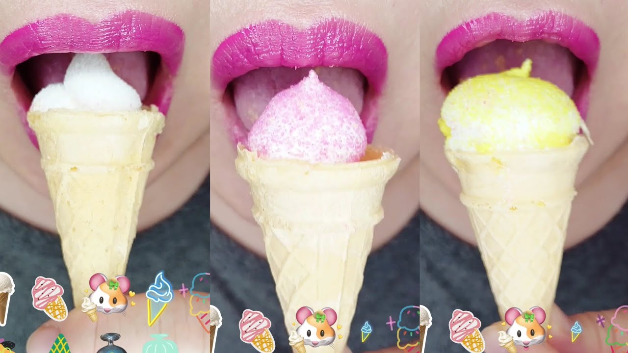 ASMR Crunchy Waffle Cone Soft Chewing Marshmallow Eating Sounds - YouTube