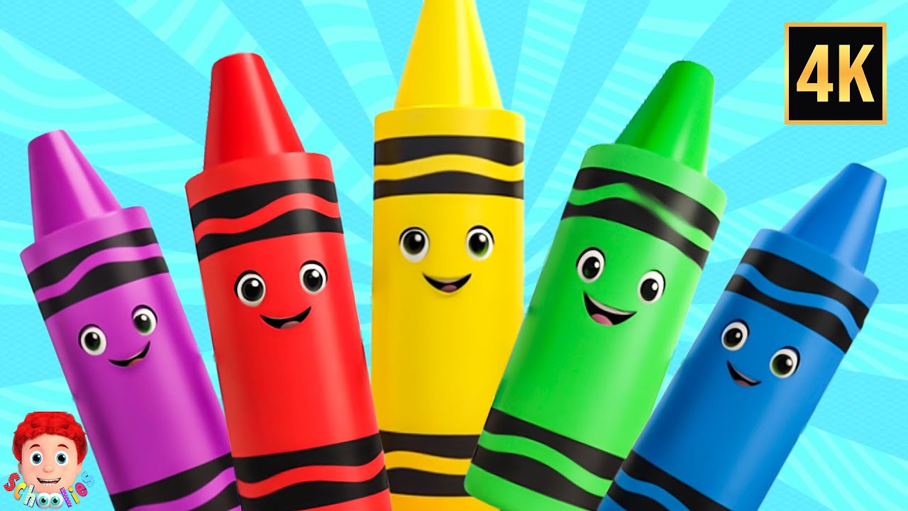 Five Little Crayons Jumping on the Bed, Learn Colors & More Learning ...