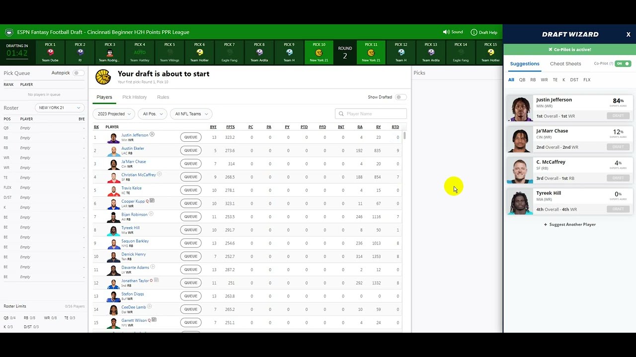 ESPN football draft with the draft wizzard - YouTube