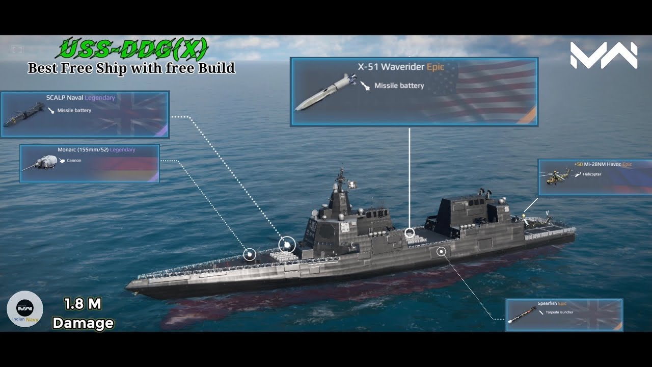 🇺🇲 USS- DDG(X): The Most Destructive 💥 Free Destroyer With OP Free ...