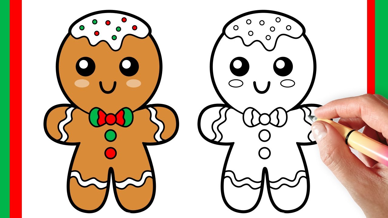 How to draw a GINGERBREAD MAN Easy Step by step | #drawing #easy # ...