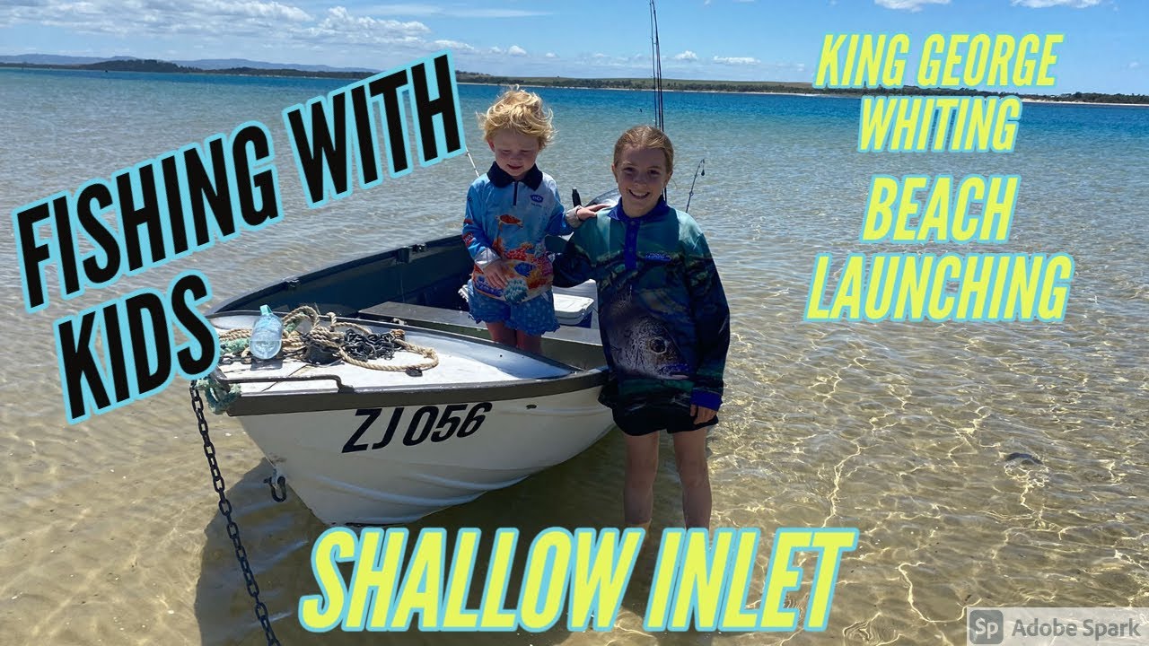 FISHING WITH KIDS. shallow inlet tips, king George whiting. Small boat ...