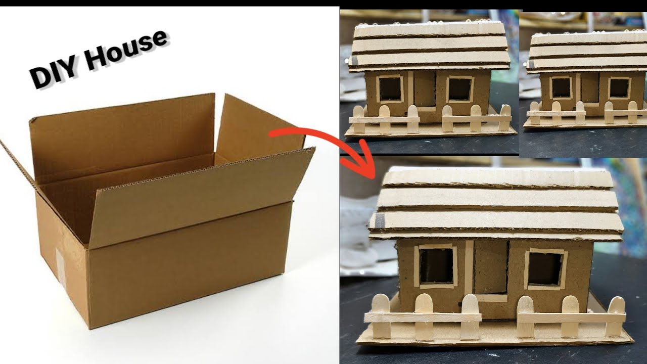 Cardboard House Very Simple// Cardboard House Making //Cardboard Craft ...