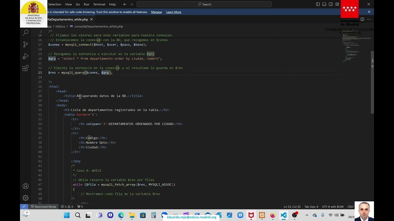 consultaDepartamentos while php Parte I Profesor Ingeniero Informático Eduardo Rojo Sánchez ...