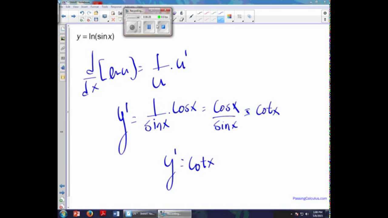 The Derivative of lnx ("Lawn of x") - YouTube