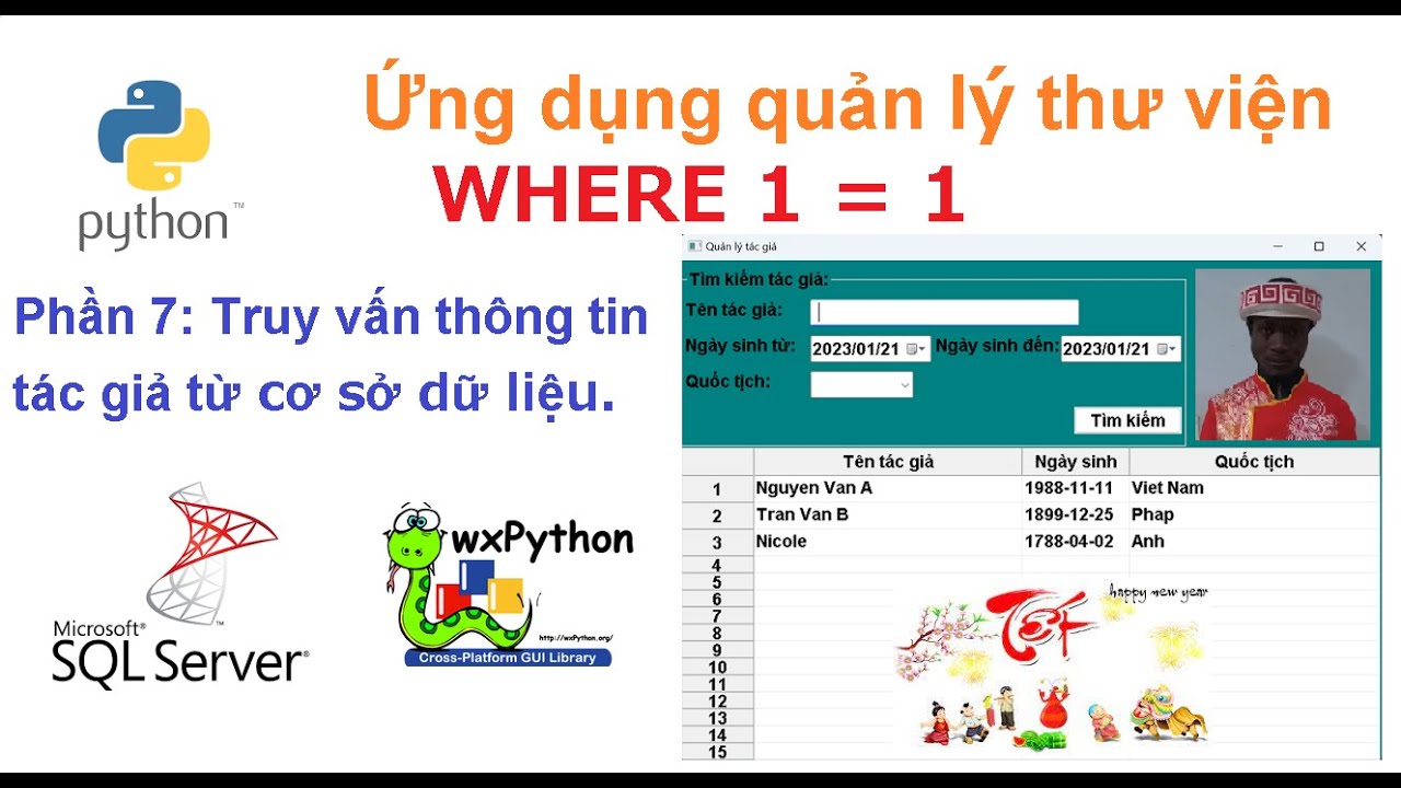 Python - GUI - DB: Phần 7 Truy vấn data tác giả từ SQL server cho ứng ...