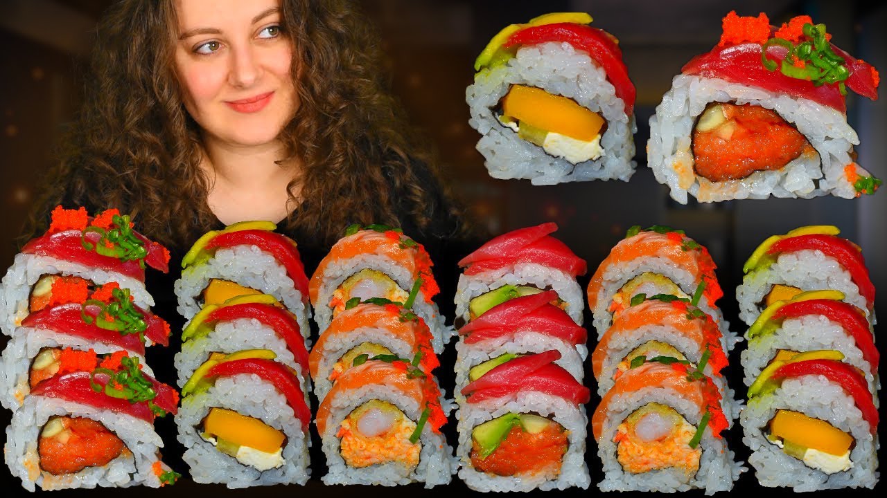 ASMR SUSHI SEXY SALMON ROLL, TUNA TORNADO ROLL, TUNA BOY ROLL & TOKYO ...