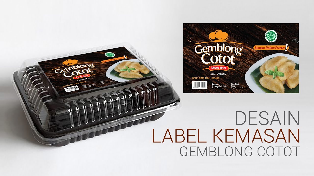 Cara Membuat Desain Label Kemasan "Gemblong Cotot" - YouTube