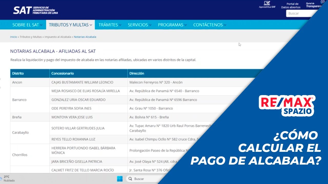 TUTORIAL ¿CÓMO CALCULAR EL IMPUESTO DE ALCABALA? / REMAXSPAZIO - YouTube