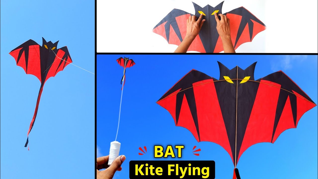 how to make BAT kite , flying bat kite , how to make paper kite , best ...