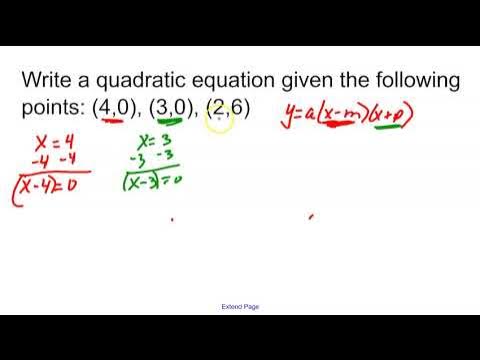 Write a Quadratic Equation Given Points - YouTube