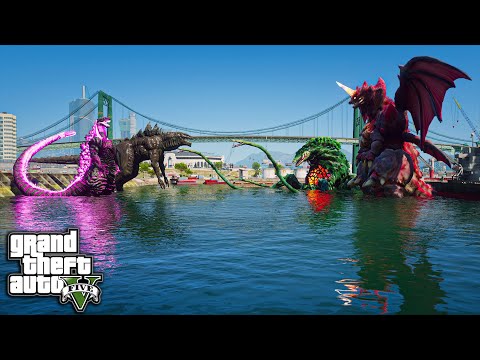 Shin Godzilla, Zilla 98 vs Titanus Destroyah, Biollante ( GTA V Mods ...