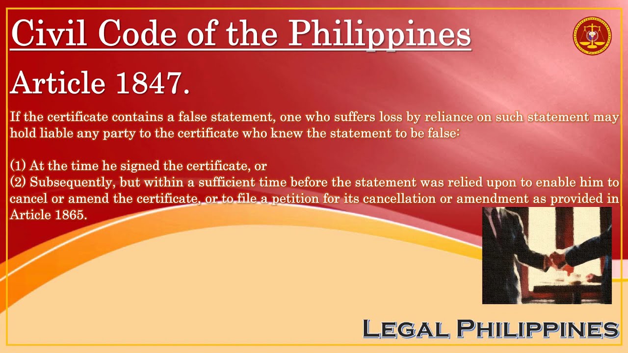 Civil Code of the Philippines, Article 1847 - YouTube