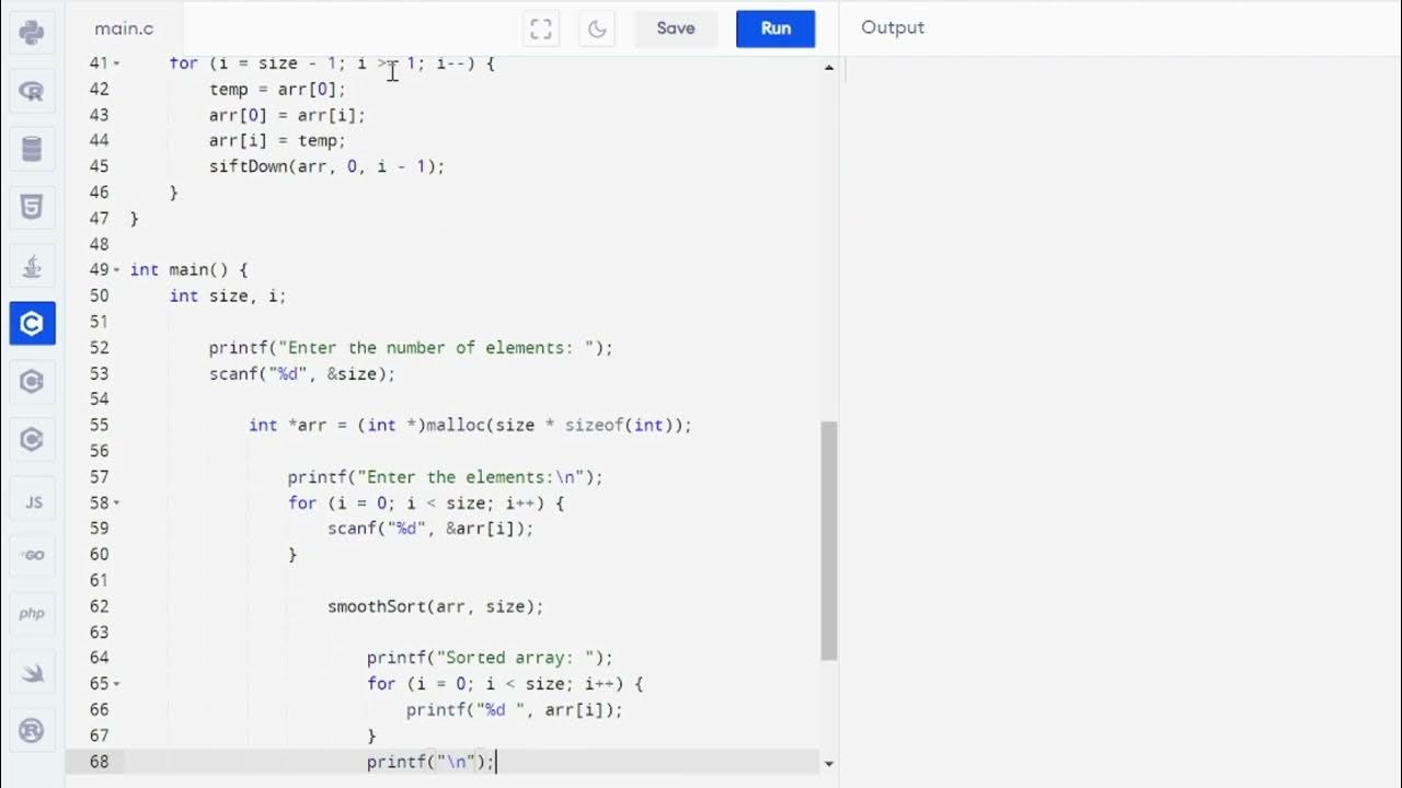 C Program To Implement Smooth Sort Smooth Sort Code In C Coding Guide For Beginners