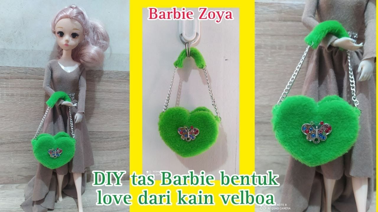 Zoya 42 || diy tas barbie bentuk love dari kain velboa || tas barbie ...
