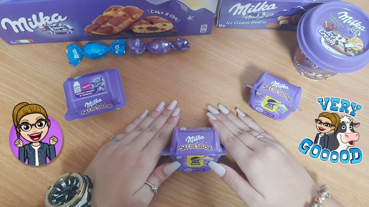 תיבת הפתעה של מילקה עם בובת הפתעה ומטבעות שוקולד 💜 milka secret box ...