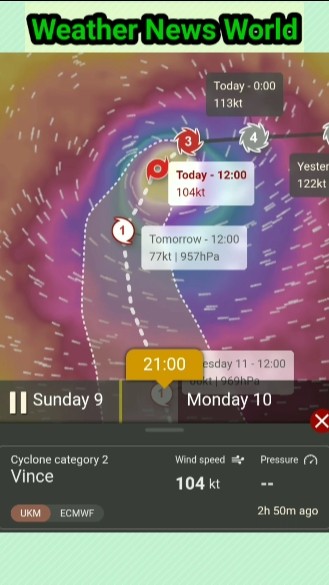 Cyclone C2 Vince stay in South Indian Ocean on 104 km/h | Intense ...