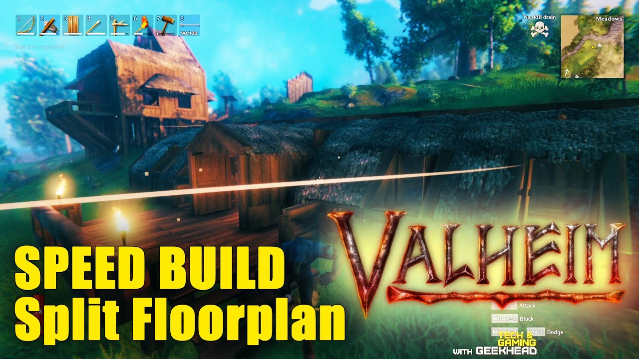 Speed Build VALHEIM Viking Split Floorplan Hill Side House - YouTube