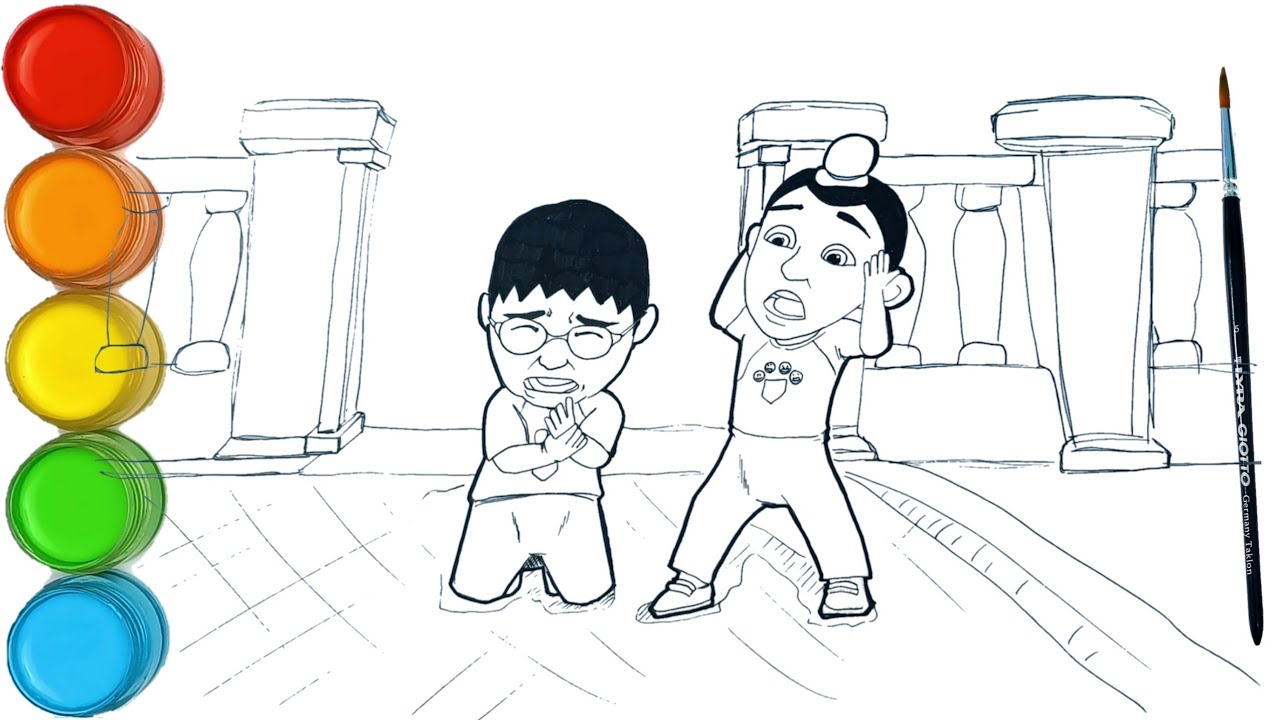 Menggambar dan Mewarnai Tangan Ehsan sakit membuat Jarjit panik | Upin ...