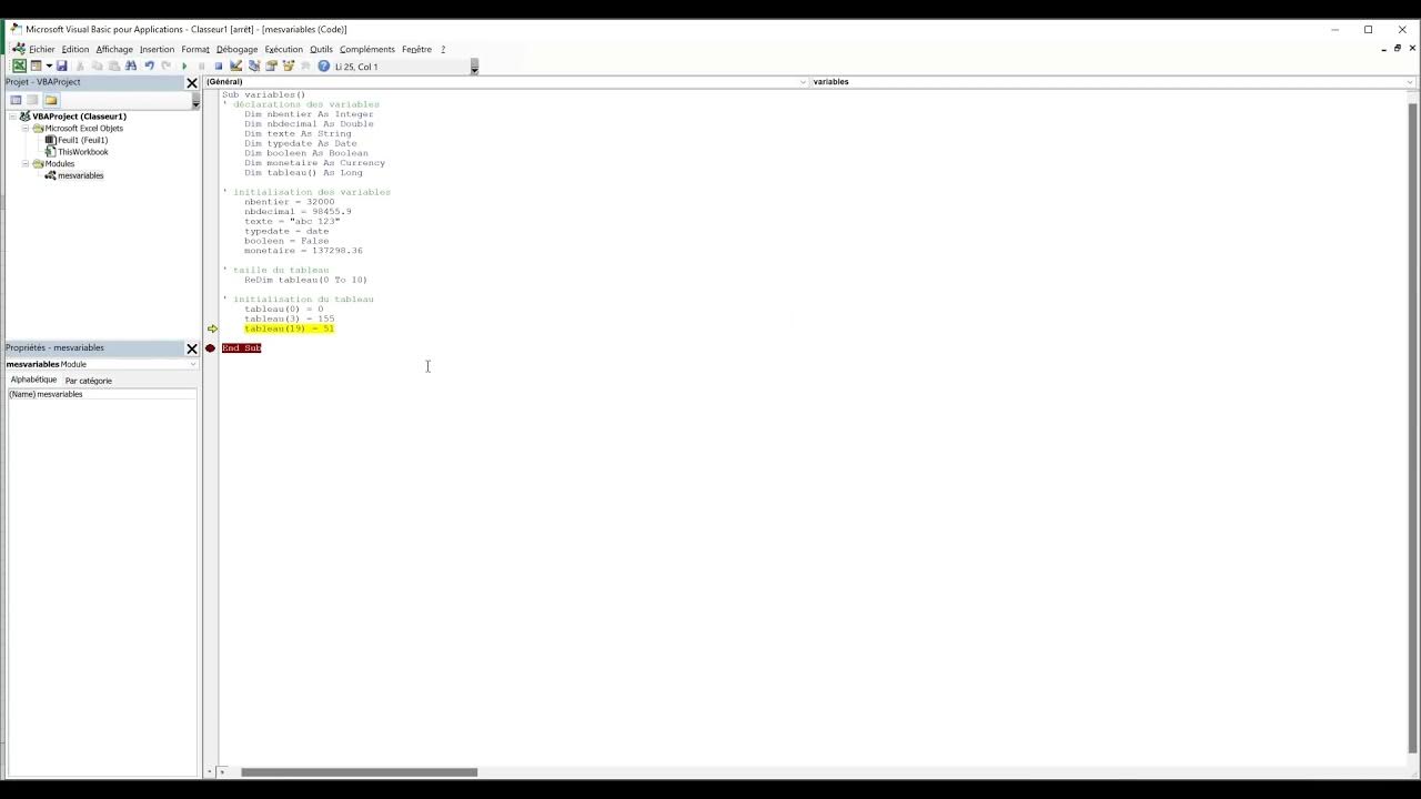 VBA - Variable tableau 1 colonne - YouTube