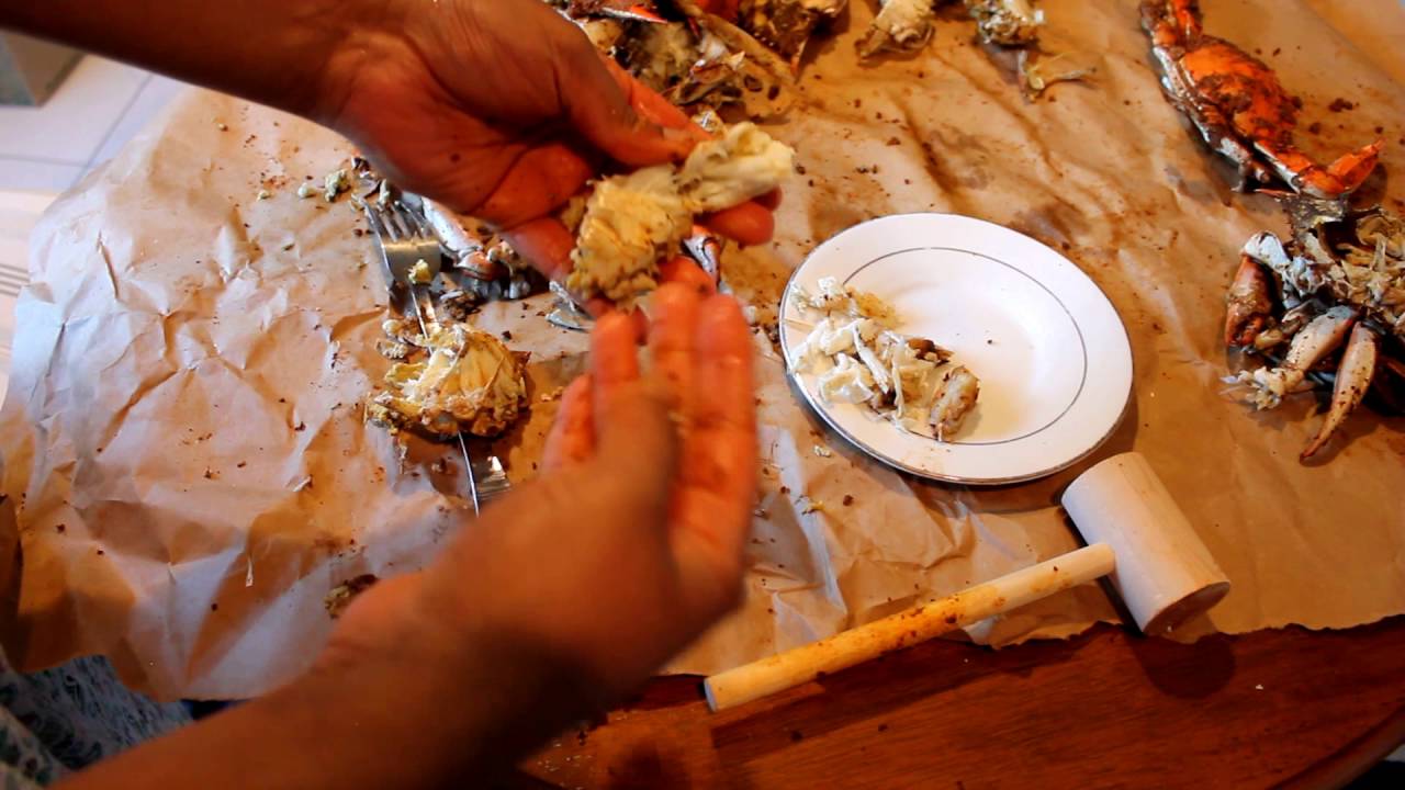 How to harvest crab meat from a steamed crab - YouTube