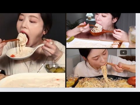 Asmr Eating |Creamy and Cheesy | Pastas Eating Compilation | Carbonara ...