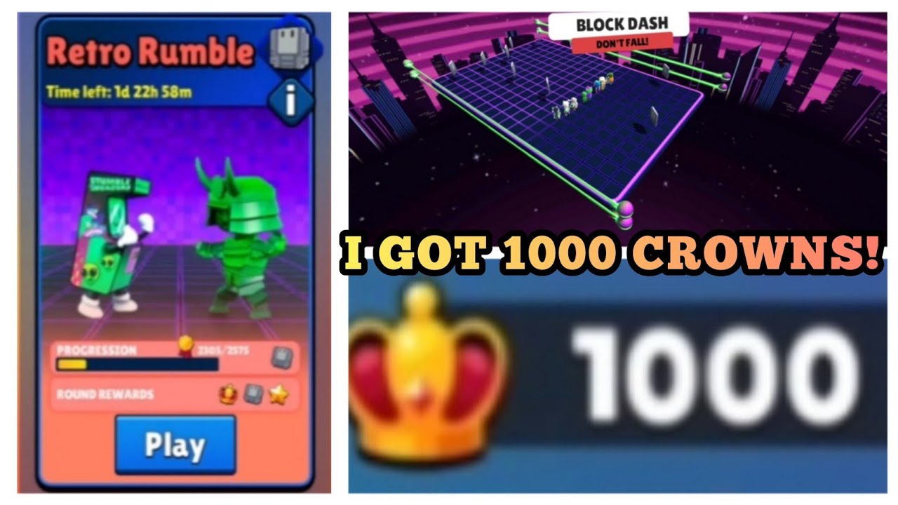 Playing the Retro Rumble Event and i got 1000 crowns!🤑|Stumble guys ...